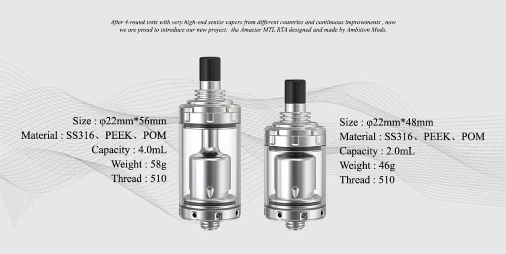 Ambition Mods Amazier MTL RTA 39.99 - Vaping Cheap Deals